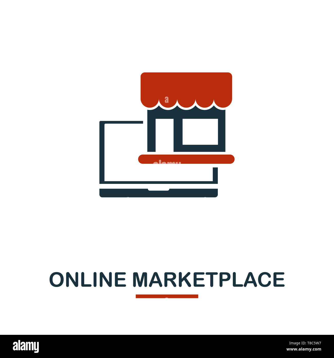 Online Marketplace icon in two colors. Creative black and red design ...