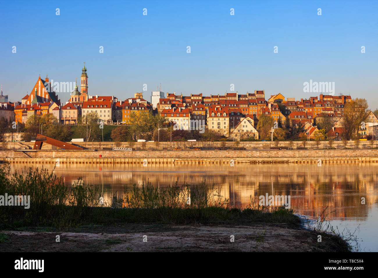 Old Town skyline in Warsaw at sunrise, capital city of Poland, view ...