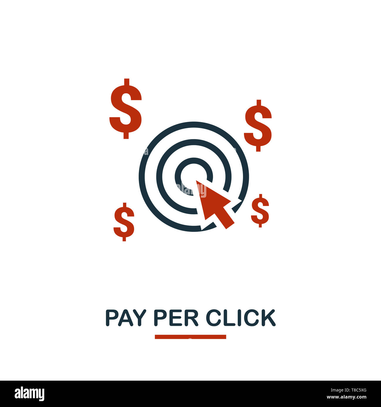 Pay Per Click icon in two colors. Creative black and red design from e ...