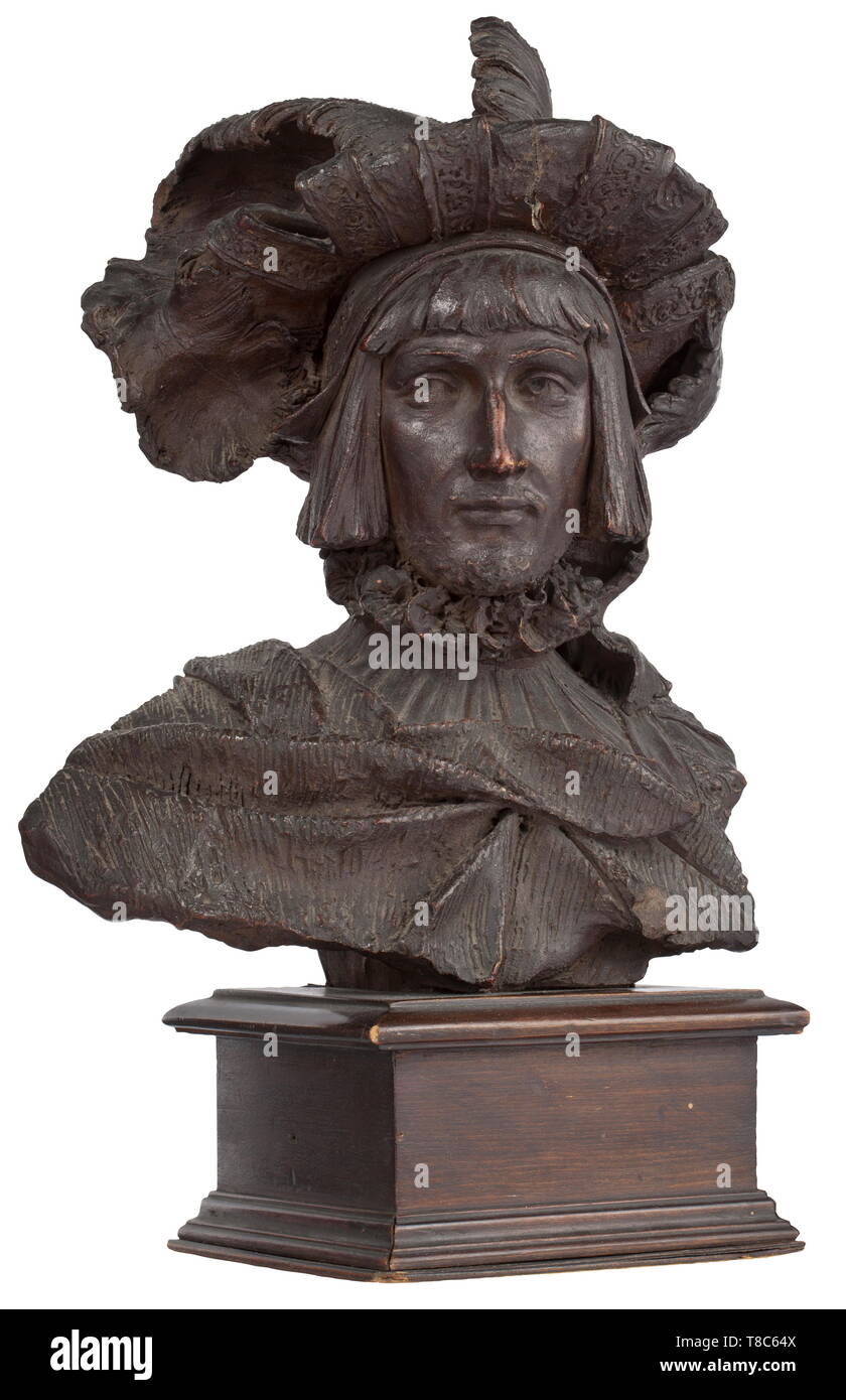 A German bust of Emperor Maximilian I, circa 1880 Expressive, high ...