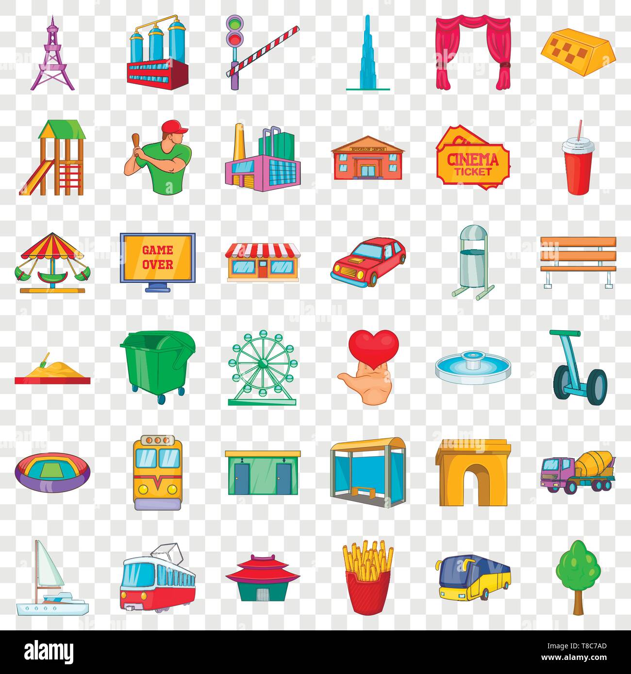 Metropolis icons set, cartoon style Stock Vector Image & Art - Alamy