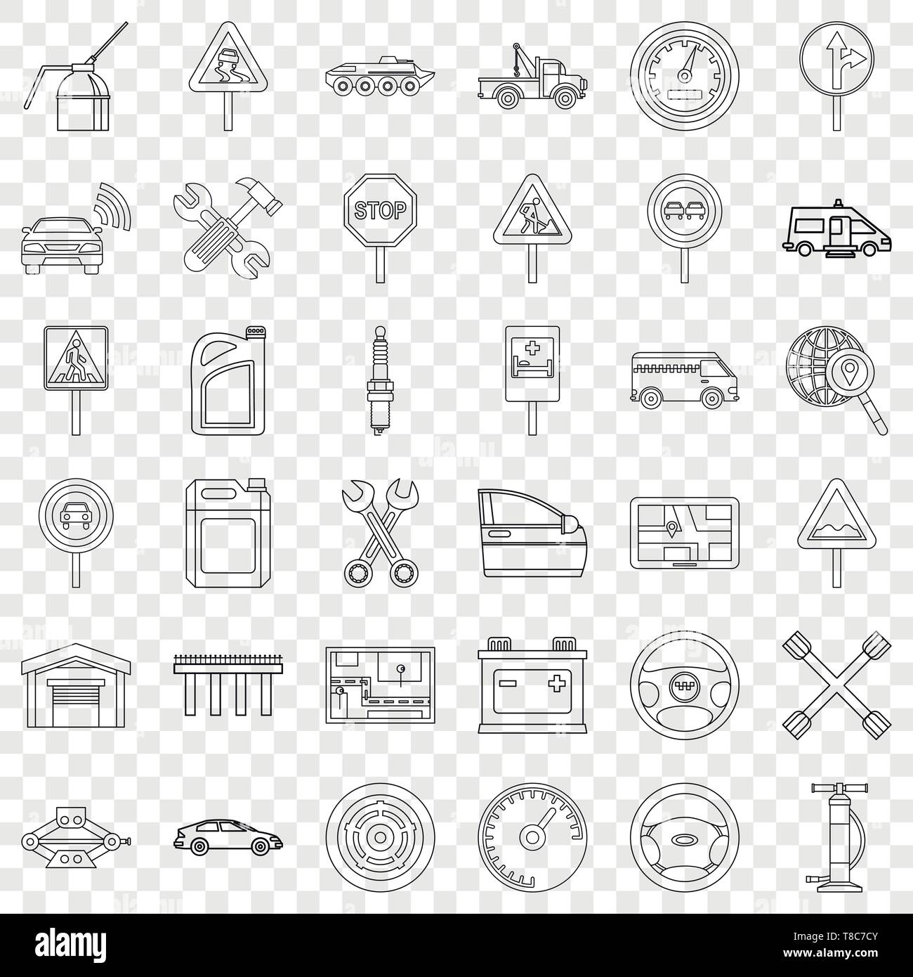 Car driver icons set, outline style Stock Vector Image & Art - Alamy