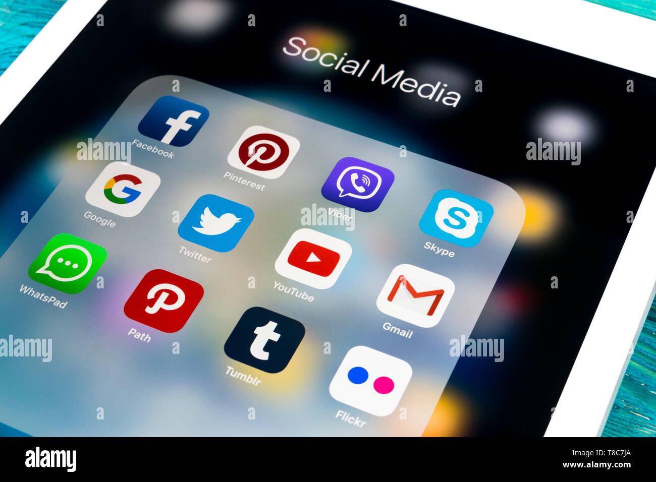 Sankt-Petersburg Russia November 13, 2017: Apple iPad Pro on wooden ...