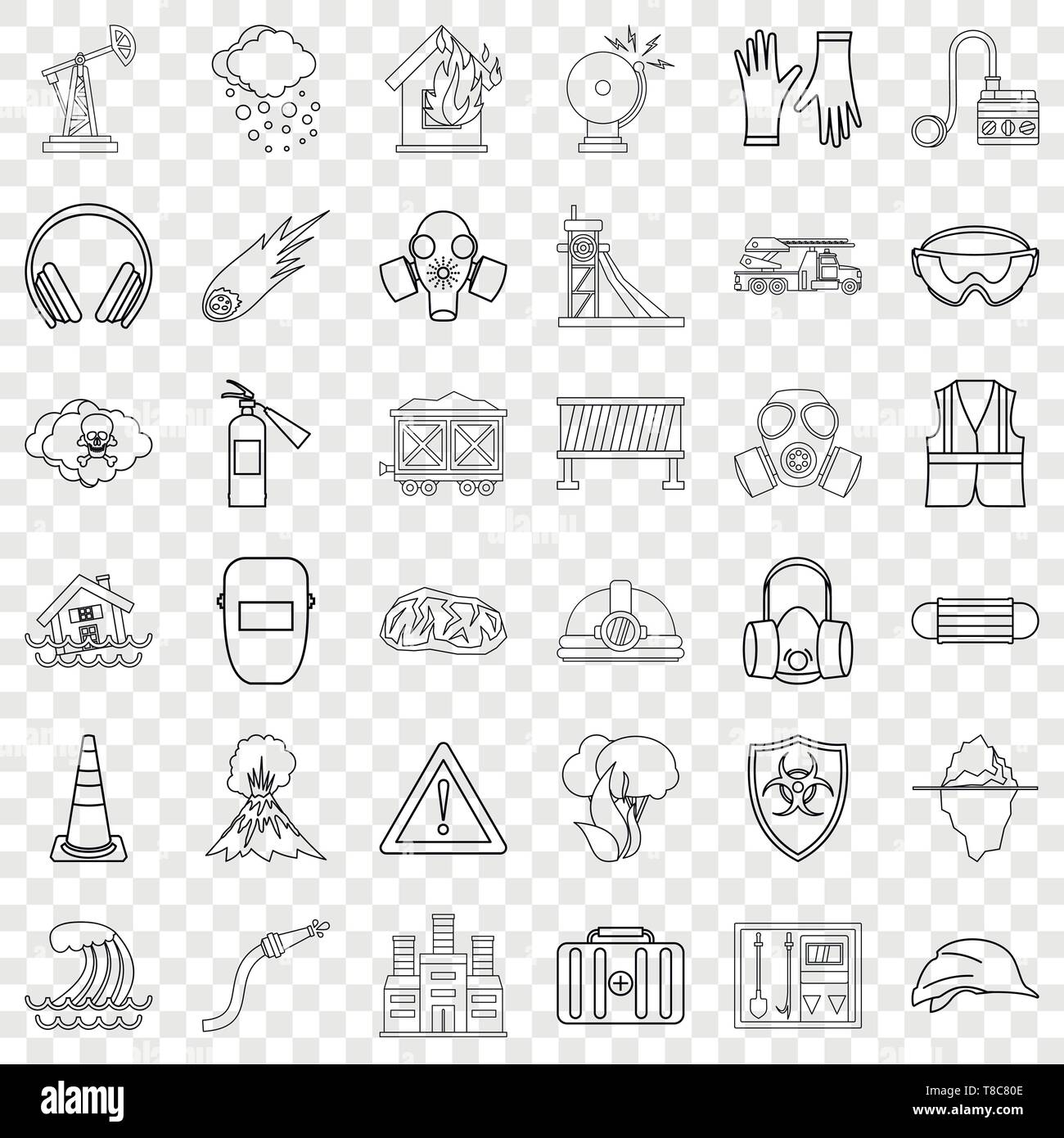 Disaster icons set, outline style Stock Vector Image & Art - Alamy