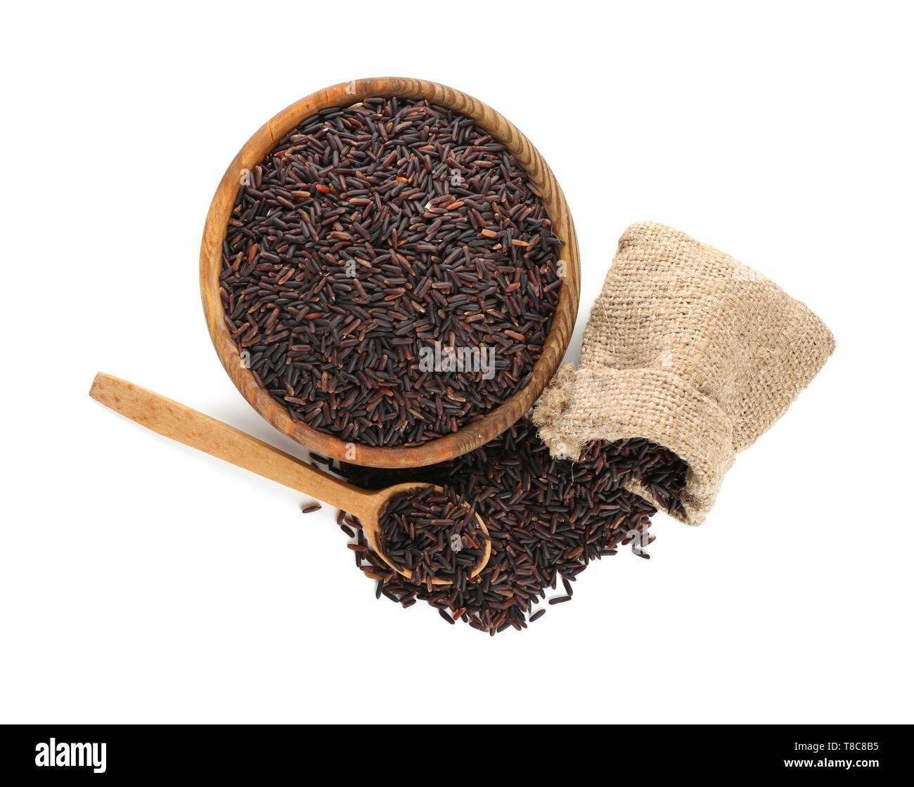 Composition with raw wild rice on white background Stock Photo - Alamy