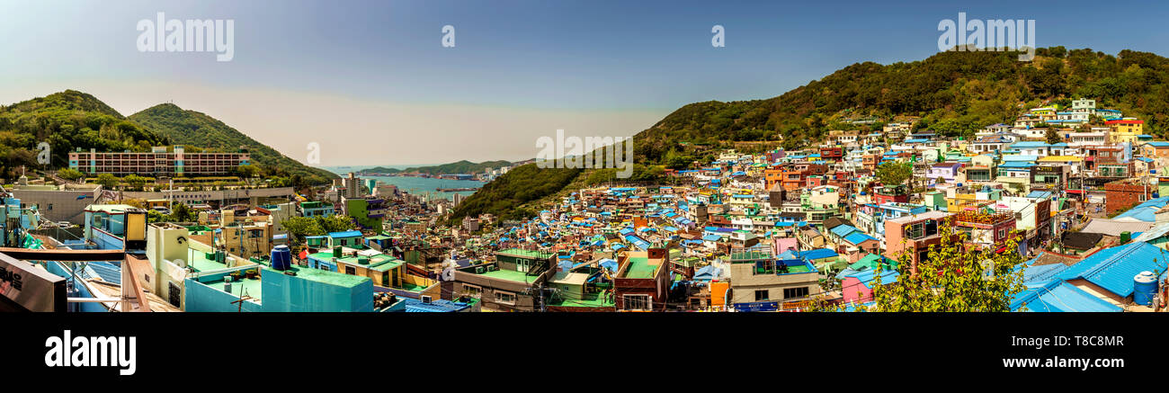 panorama view of Gamcheon neighborhood, Busan, South Korea Stock Photo ...