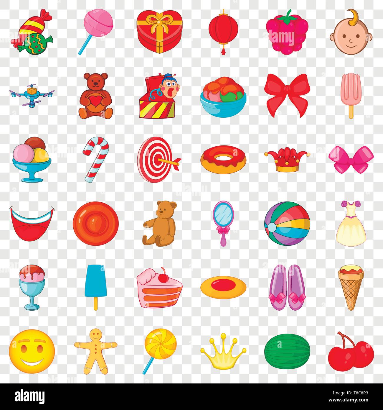 Fun holiday icons set, cartoon style Stock Vector Image & Art - Alamy