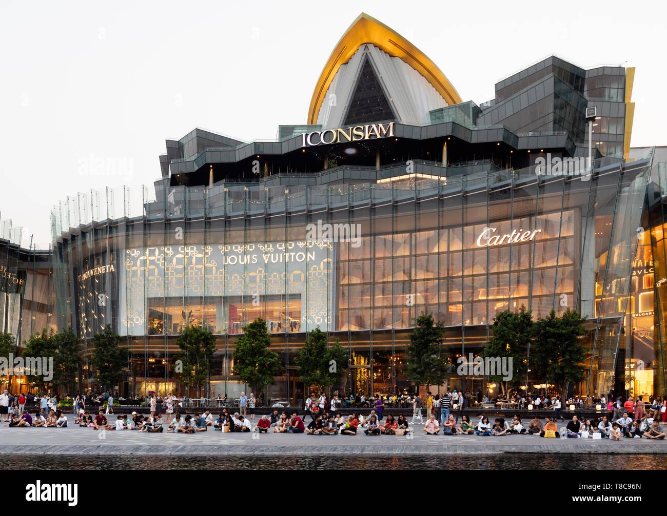 Icon Siam, luxury department store, people waiting for the water games ...