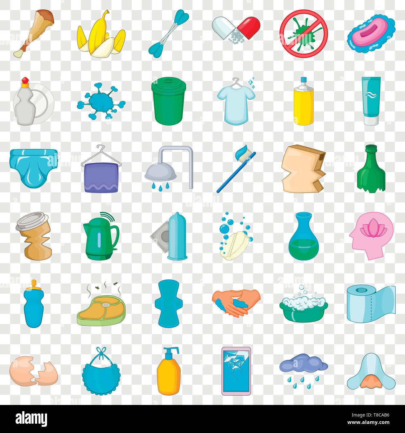 Washing icons set, cartoon style Stock Vector Image & Art - Alamy