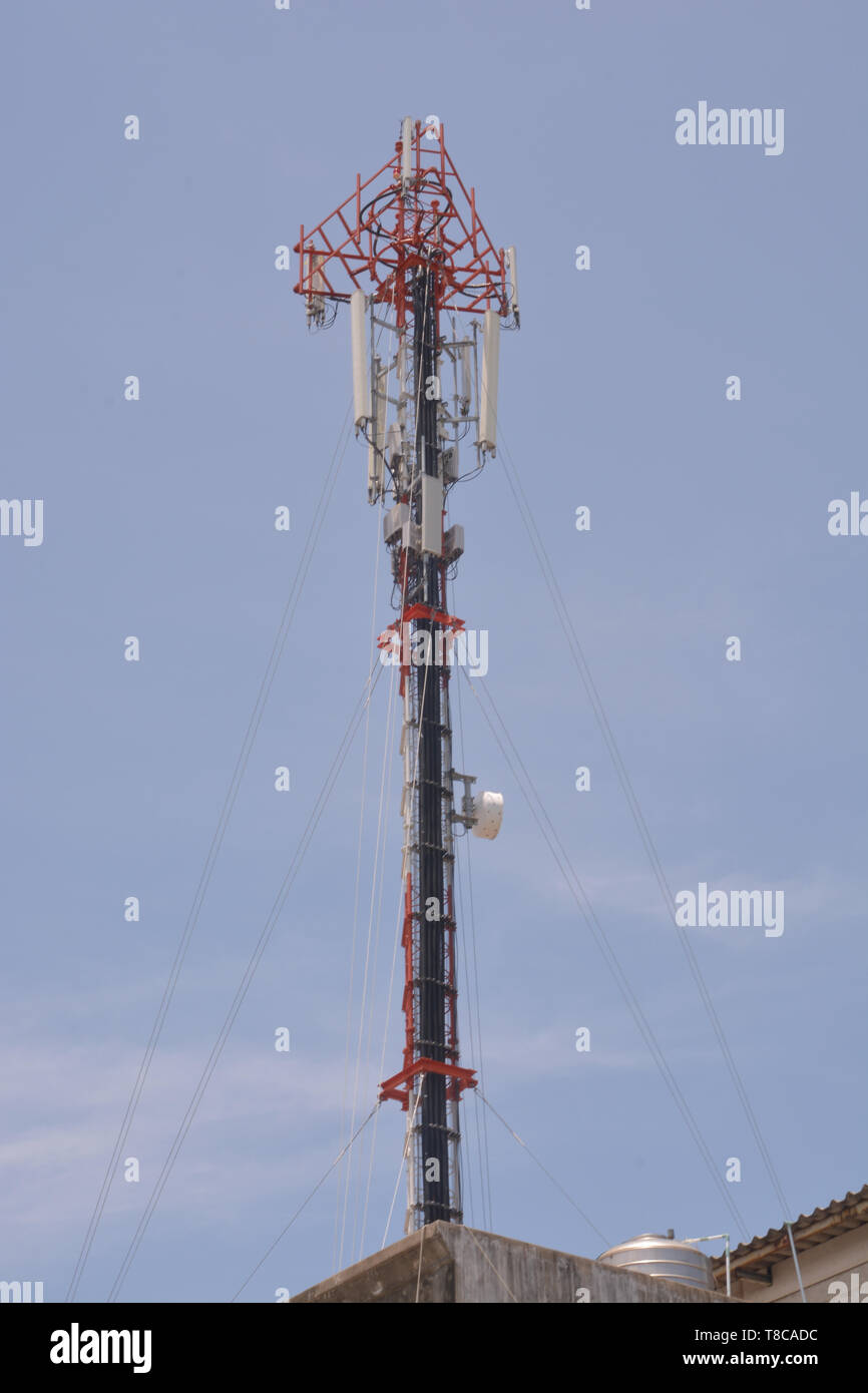 telecommunication tower on the building Stock Photo - Alamy
