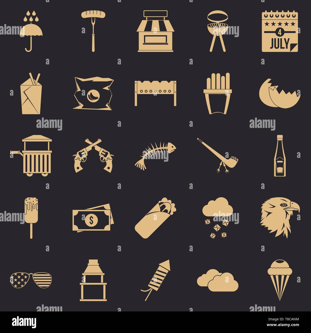 Snack bar icons set, simple style Stock Vector Image & Art - Alamy