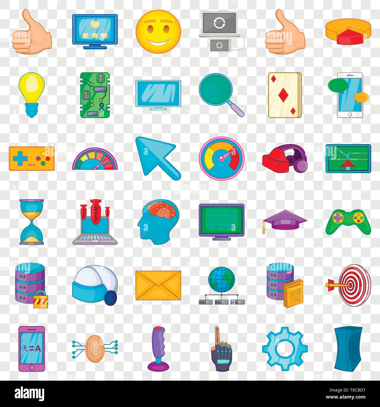 Gamer icons set, cartoon style Stock Vector Image & Art - Alamy