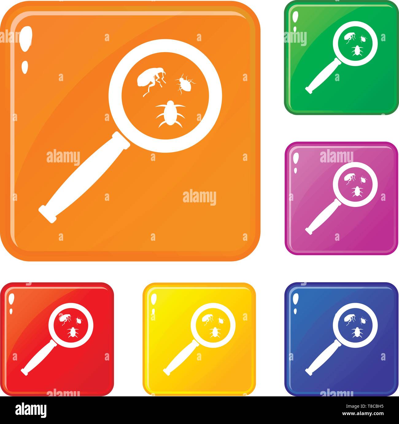 Magnifier and insects icons set vector color Stock Vector Image & Art ...