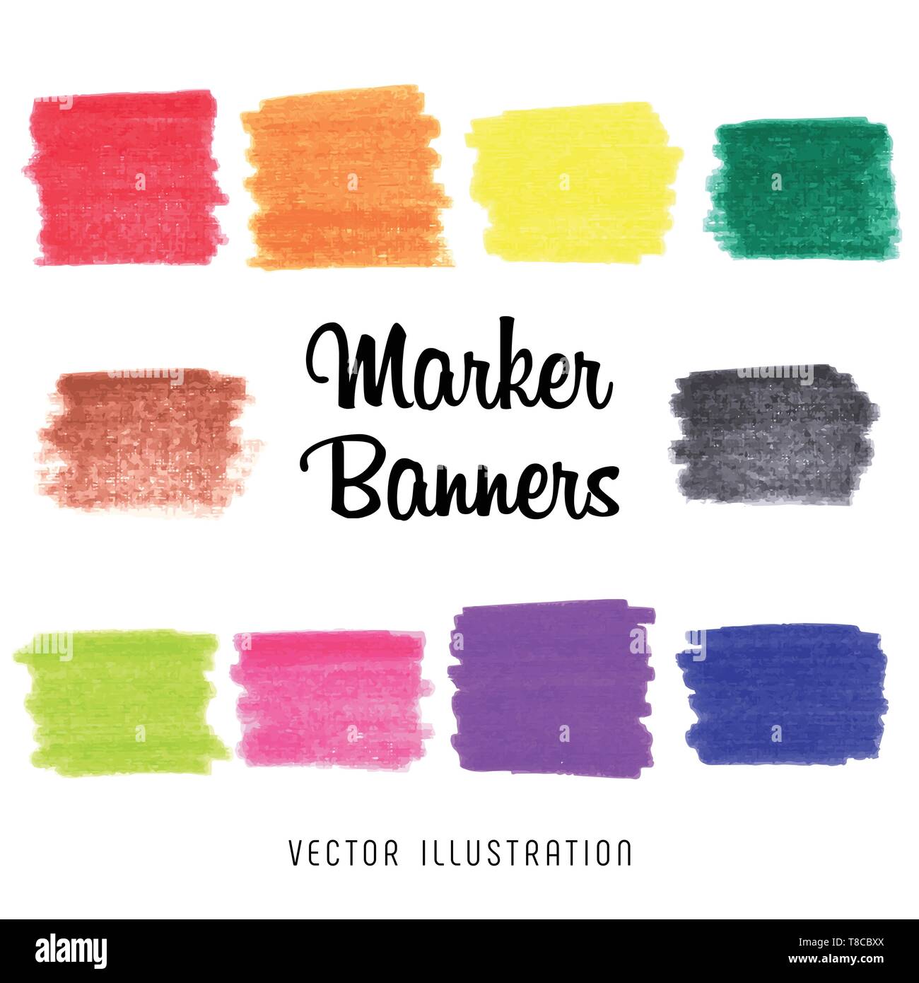 Set of Hand Drawn Flat Grunge Stains markers on White Background ...