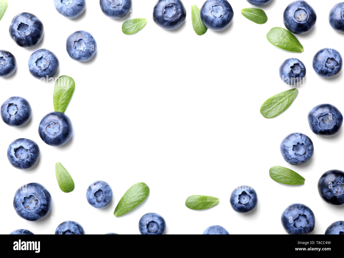 Frame made of ripe blueberries on white background Stock Photo - Alamy