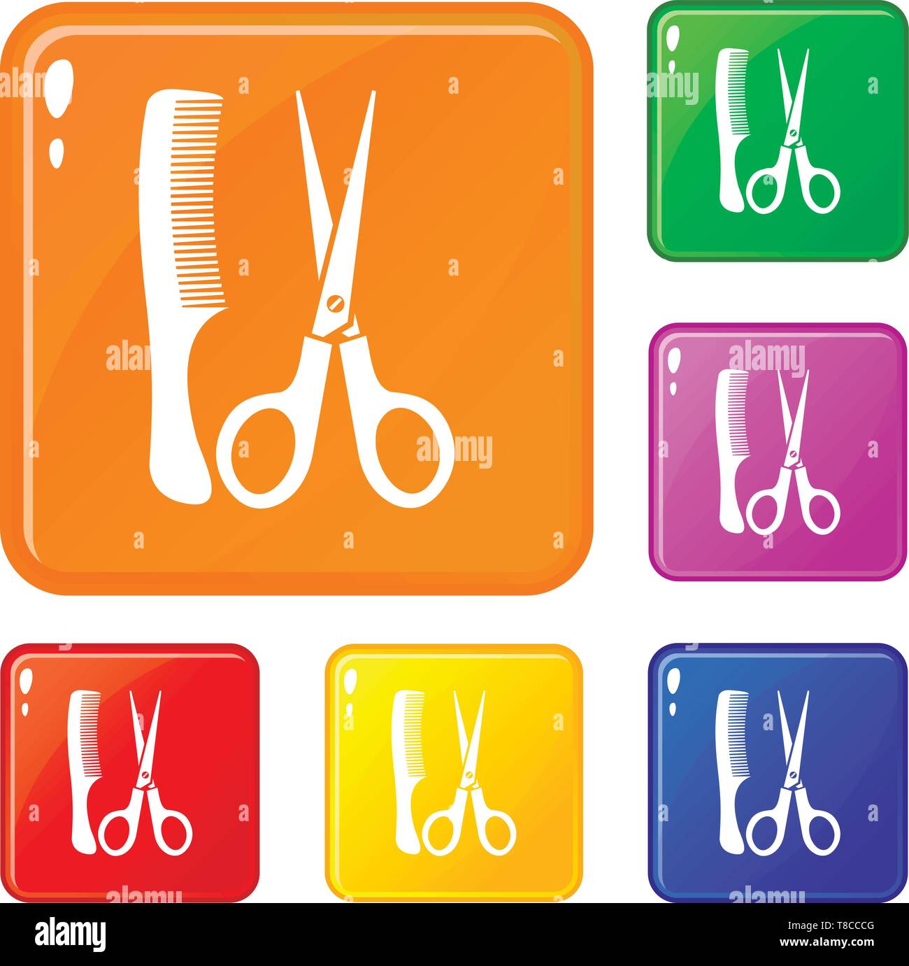 Scissors and comb icons set vector color Stock Vector Image & Art - Alamy