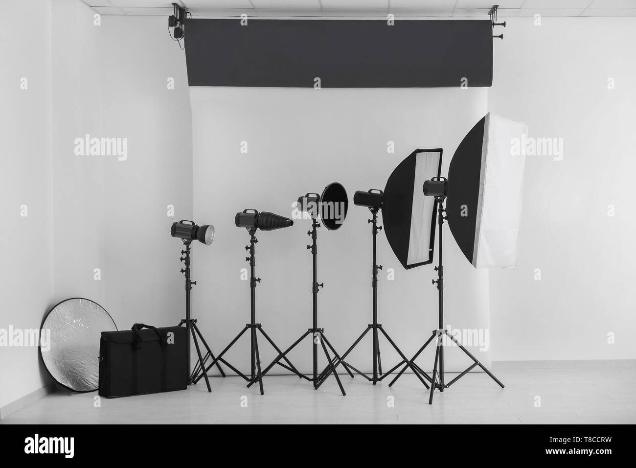 Interior of modern photo studio with professional equipment Stock Photo ...
