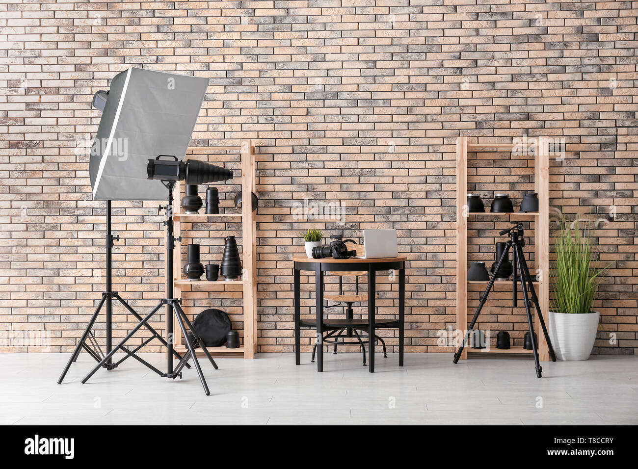 Interior of modern photo studio with professional equipment Stock Photo ...