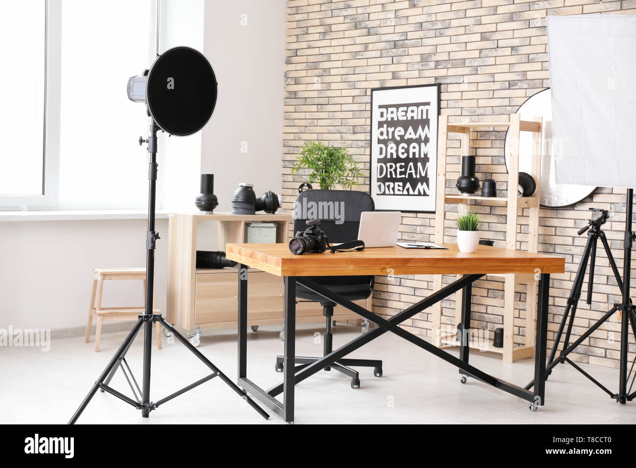 Interior of modern photo studio with professional equipment Stock Photo ...