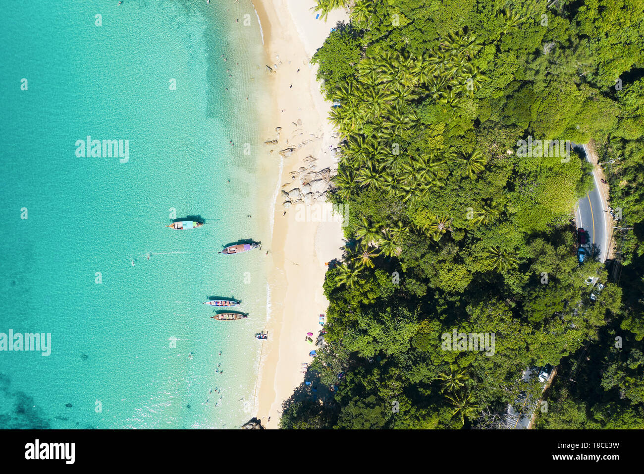 View from above, stunning aerial view of a beautiful tropical beach ...