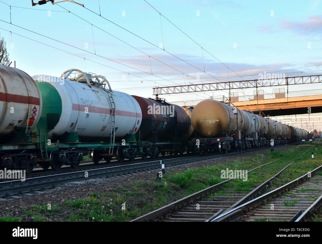 Rail cars carry crude oil and ethanol. Railway logistics explosive ...