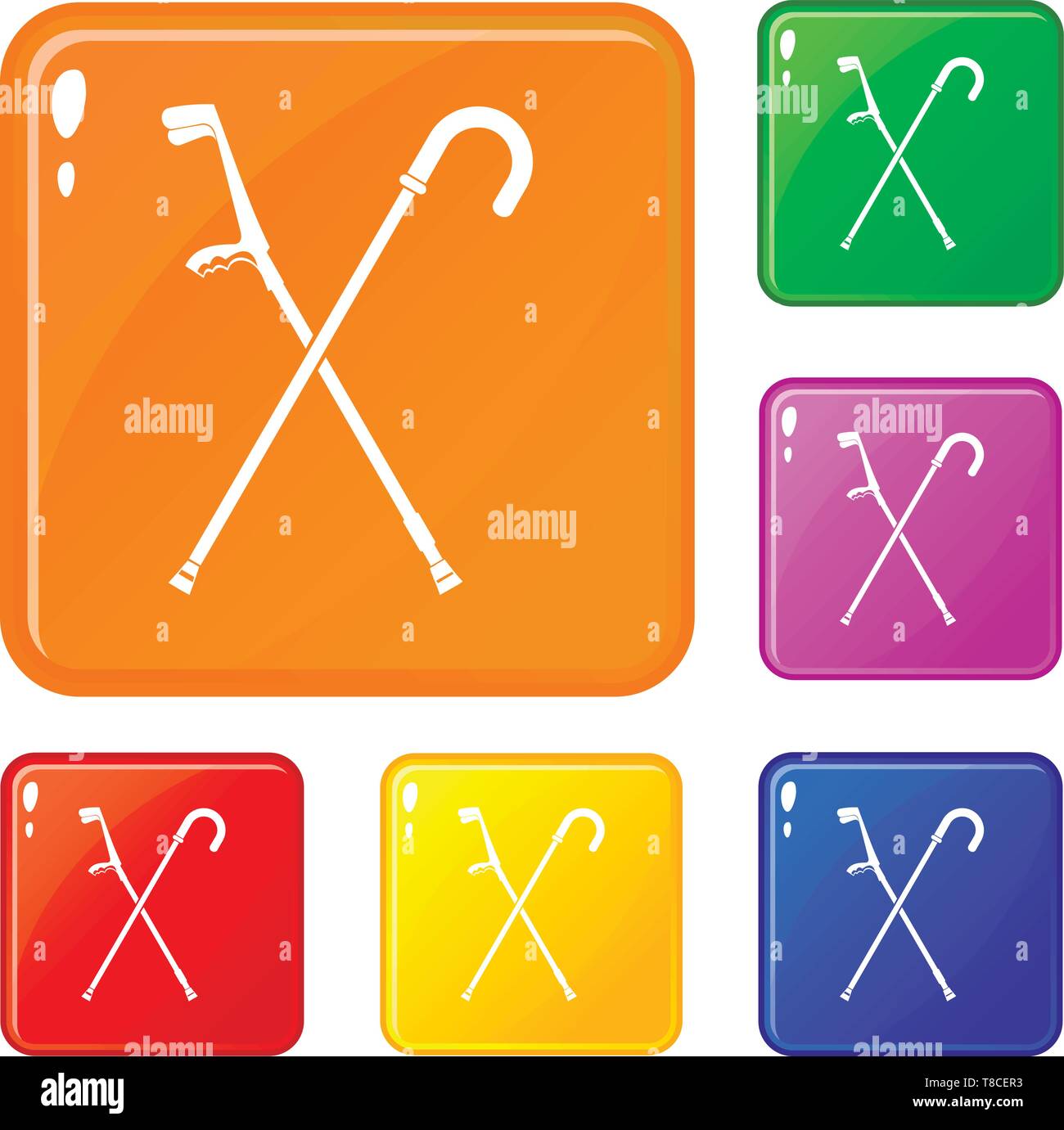 Walking cane icons set vector color Stock Vector Image & Art - Alamy