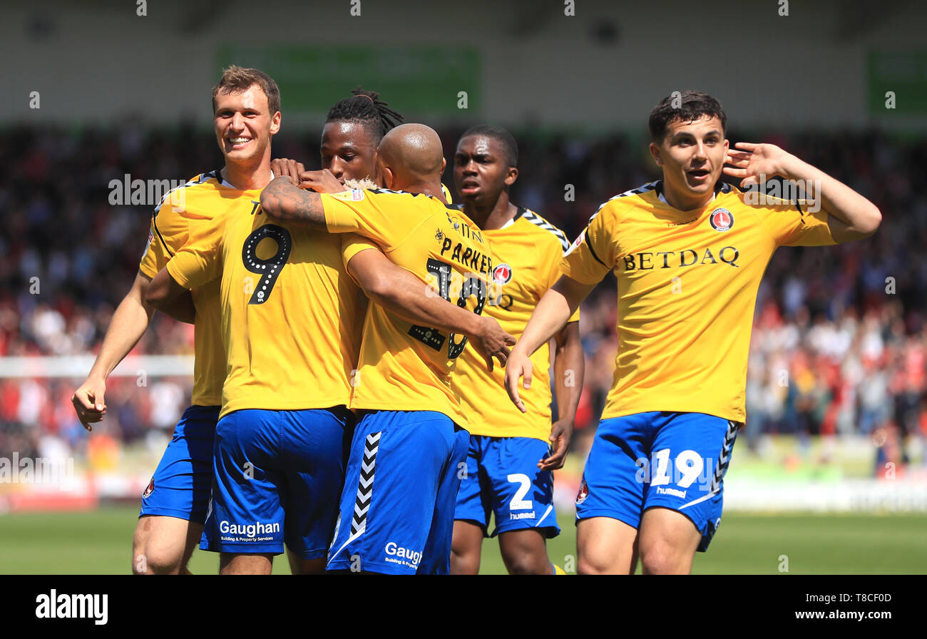 Charlton Athletic's Lyle Taylor celebrates scoring his side's first ...