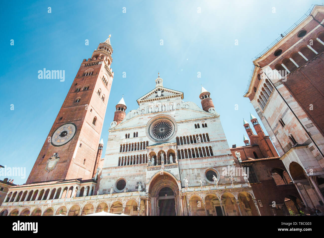 Ancient Cathedral of Cremona with famous Torrazzo bell tower and ...