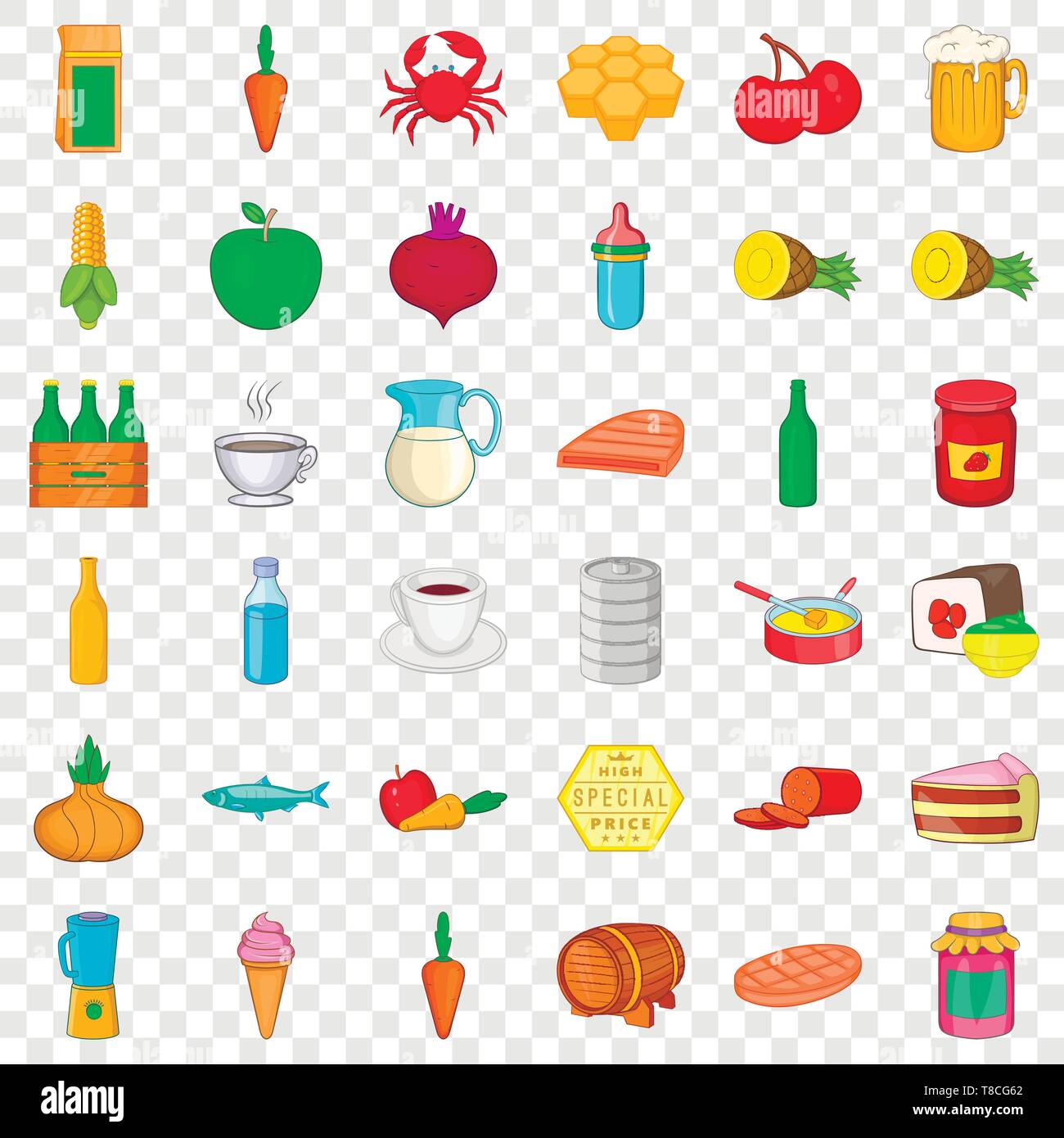 Meal icons set, cartoon style Stock Vector Image & Art - Alamy