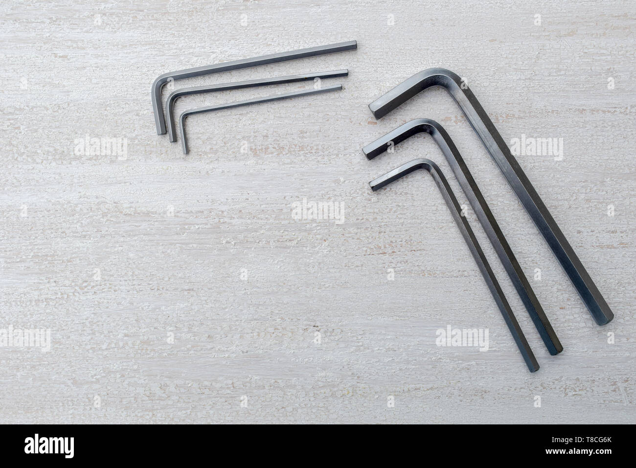 Silver Hex keys on a white background. Hexagon for repair work Stock ...