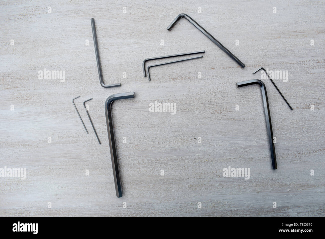 Silver Hex keys on a white background. Hexagon for repair work Stock ...