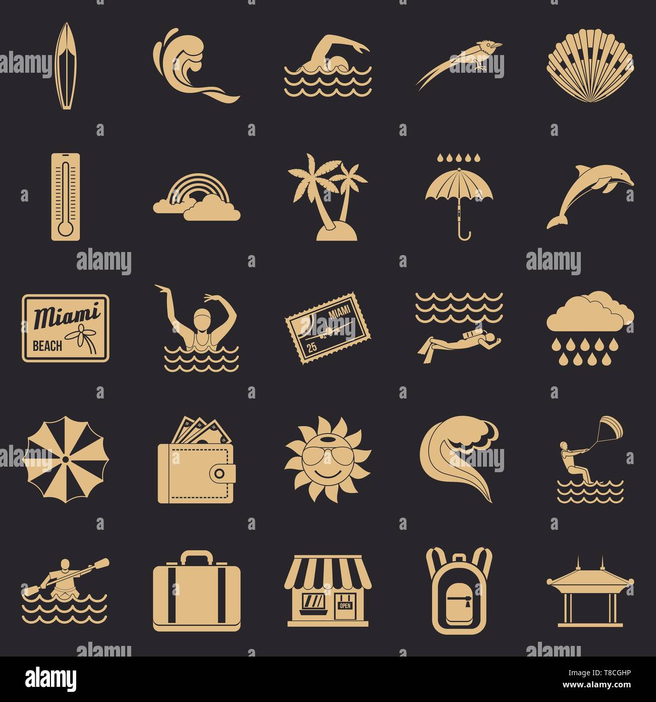 Surfing icons set, simple style Stock Vector Image & Art - Alamy