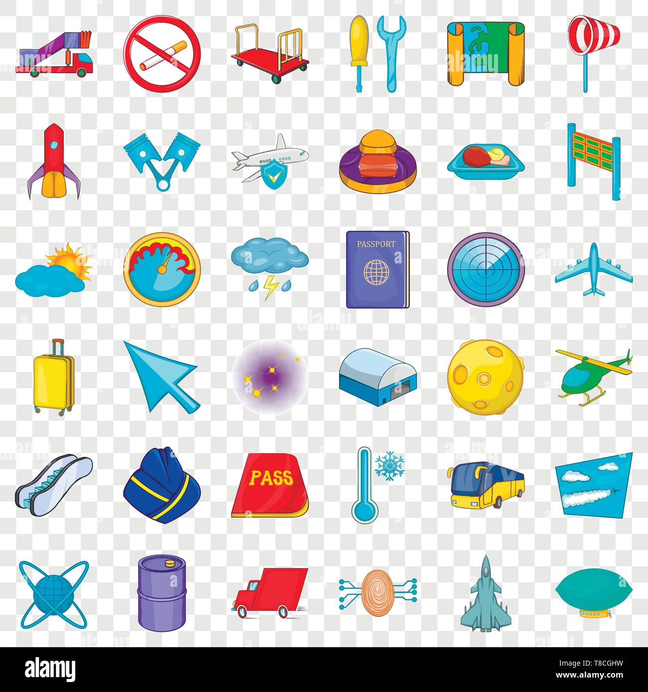 Plane icons set, cartoon style Stock Vector Image & Art - Alamy