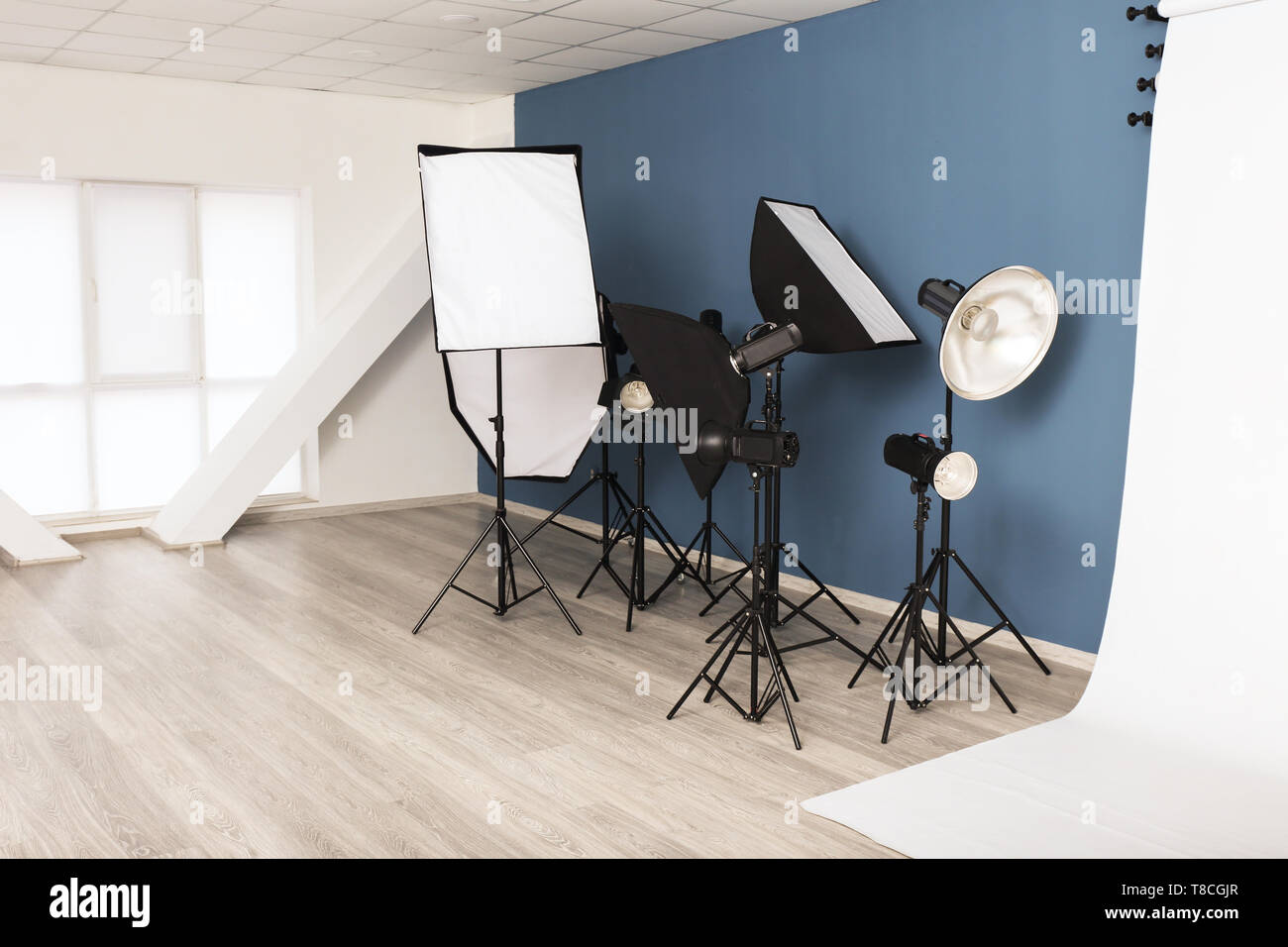 Interior of modern photo studio with professional equipment Stock Photo ...