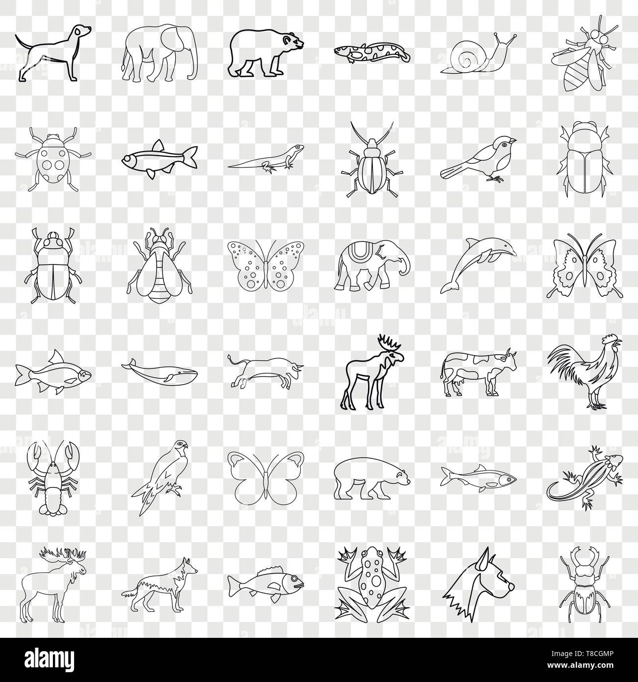 Wild life icons set, outline style Stock Vector Image & Art - Alamy