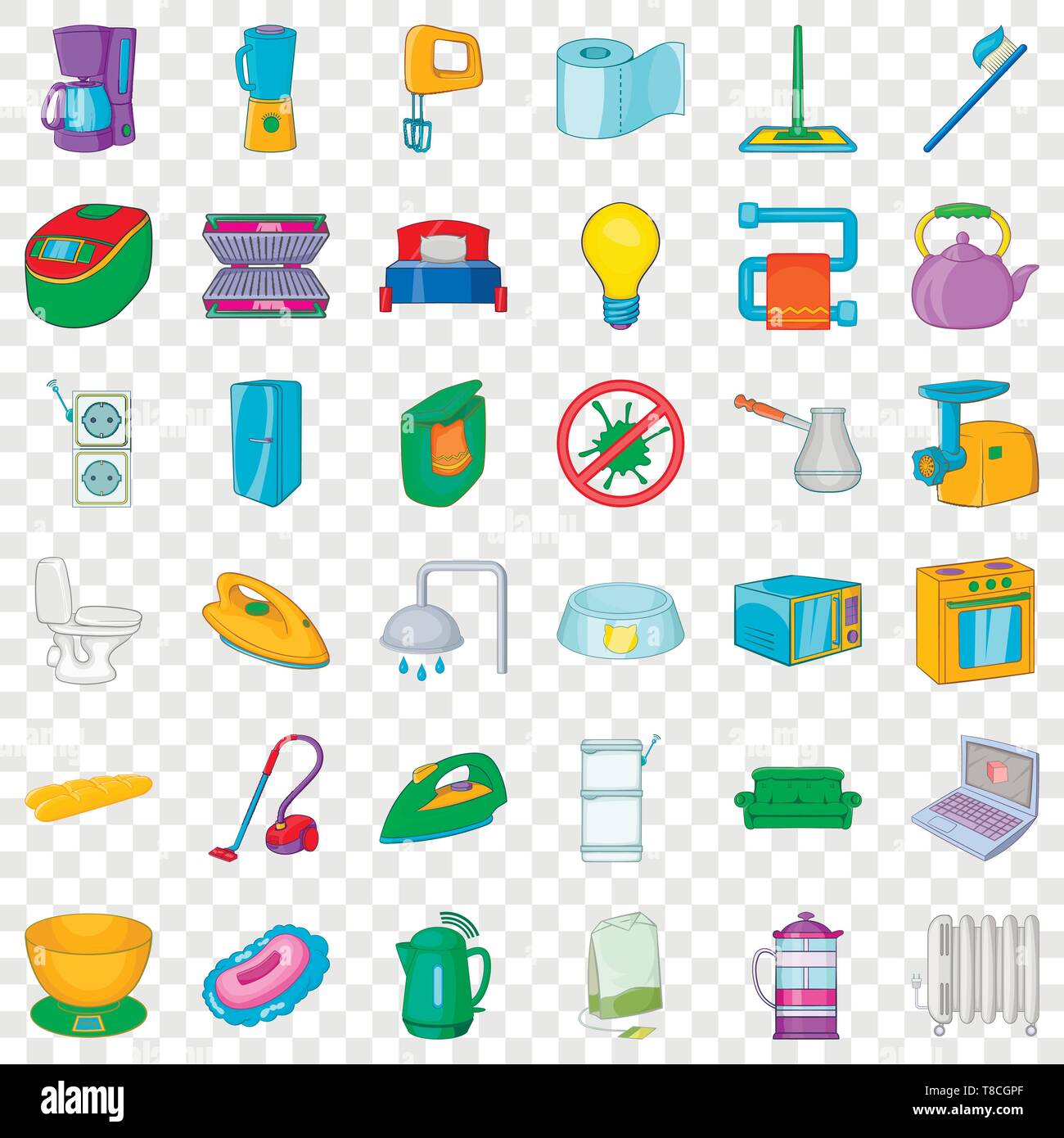 Flat icons set, cartoon style Stock Vector Image & Art - Alamy