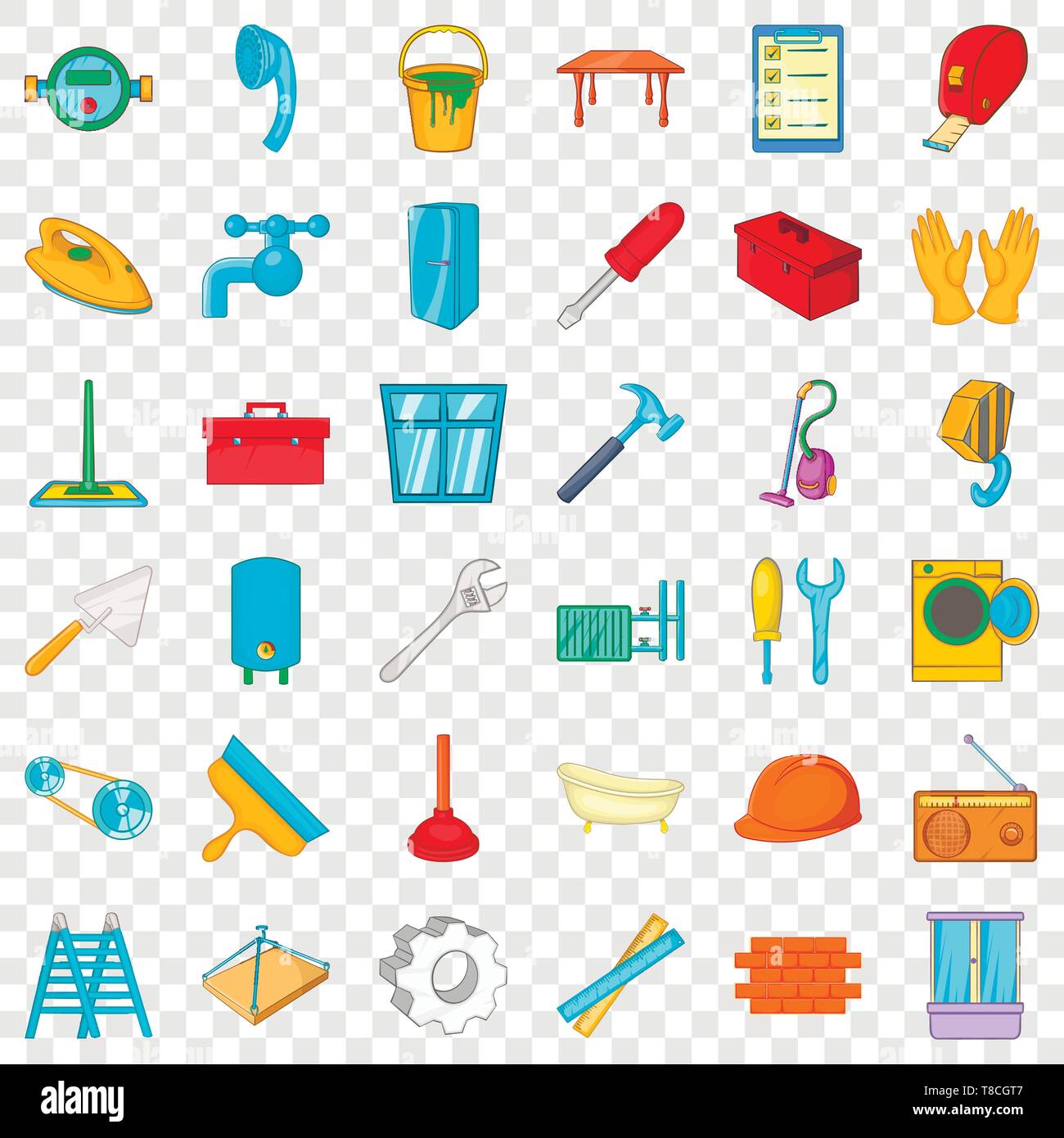 Flat renovation icons set, cartoon style Stock Vector Image & Art - Alamy