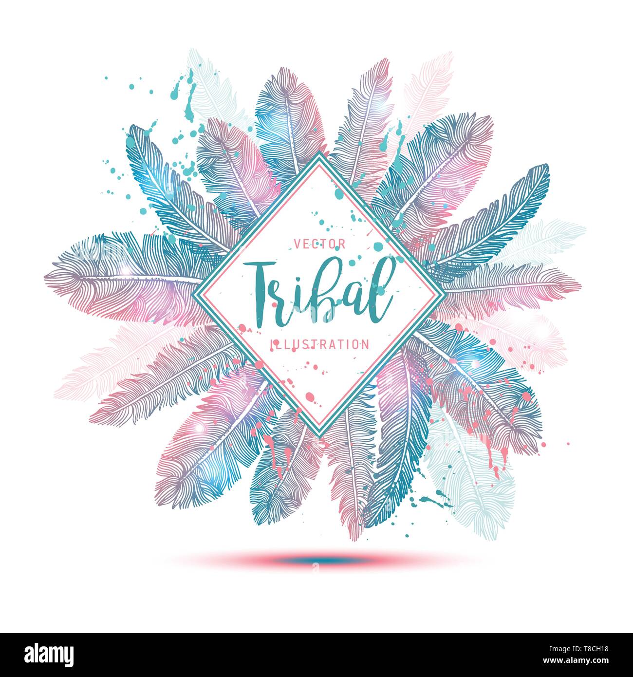 Feathers set illustration set on white background. Hand drawn vector ...