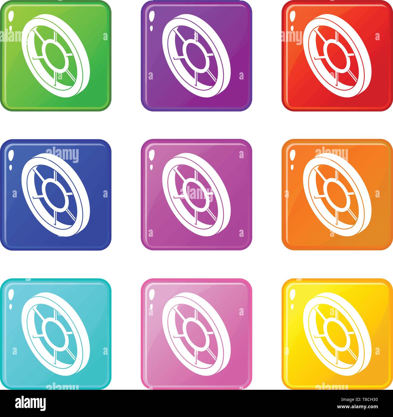 Round window frame icons set 9 color collection Stock Vector Image ...