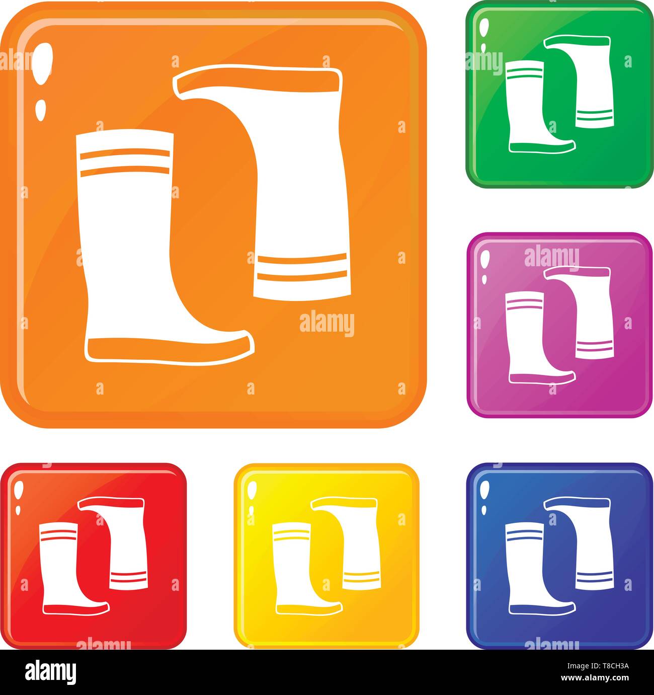 Rubber boots icons set vector color Stock Vector Image & Art - Alamy