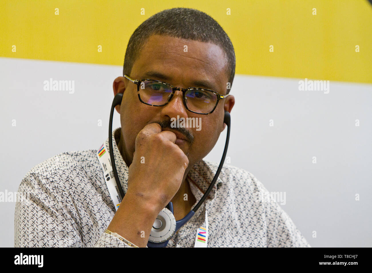 Turin, Italy. 11th May, 2019. French West African writer David Diop is ...