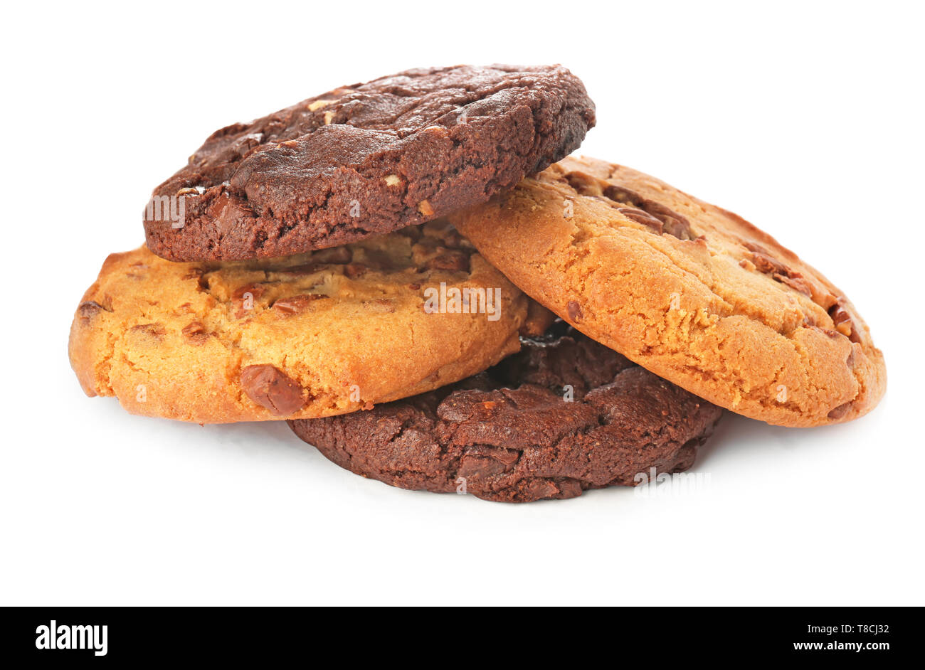 Different tasty cookies on white background Stock Photo - Alamy