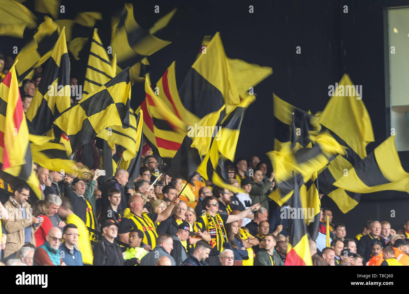 Watford fans during the Premier League match at Vicarage Road, Watford ...