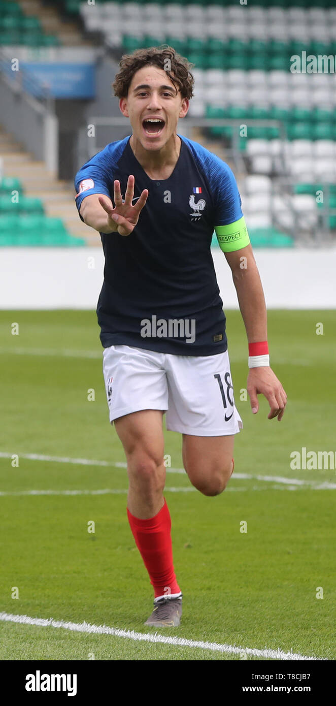 France's Adil Aouchiche celebrates his 4th goal during the UEFA ...