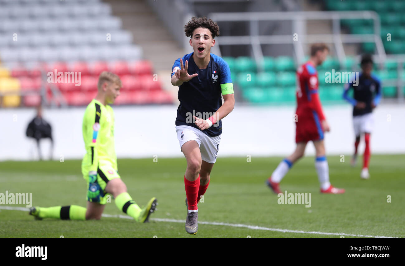 Adil aouchiche france celebrates scoring hi-res stock photography and ...
