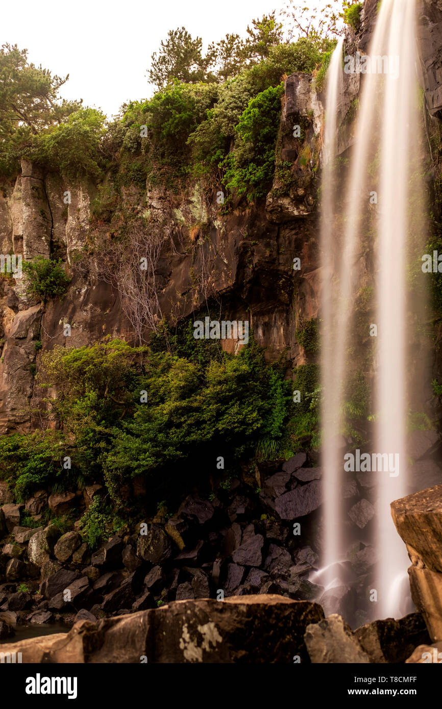 Jeongbang waterfall in Jeju, South Korea Stock Photo - Alamy