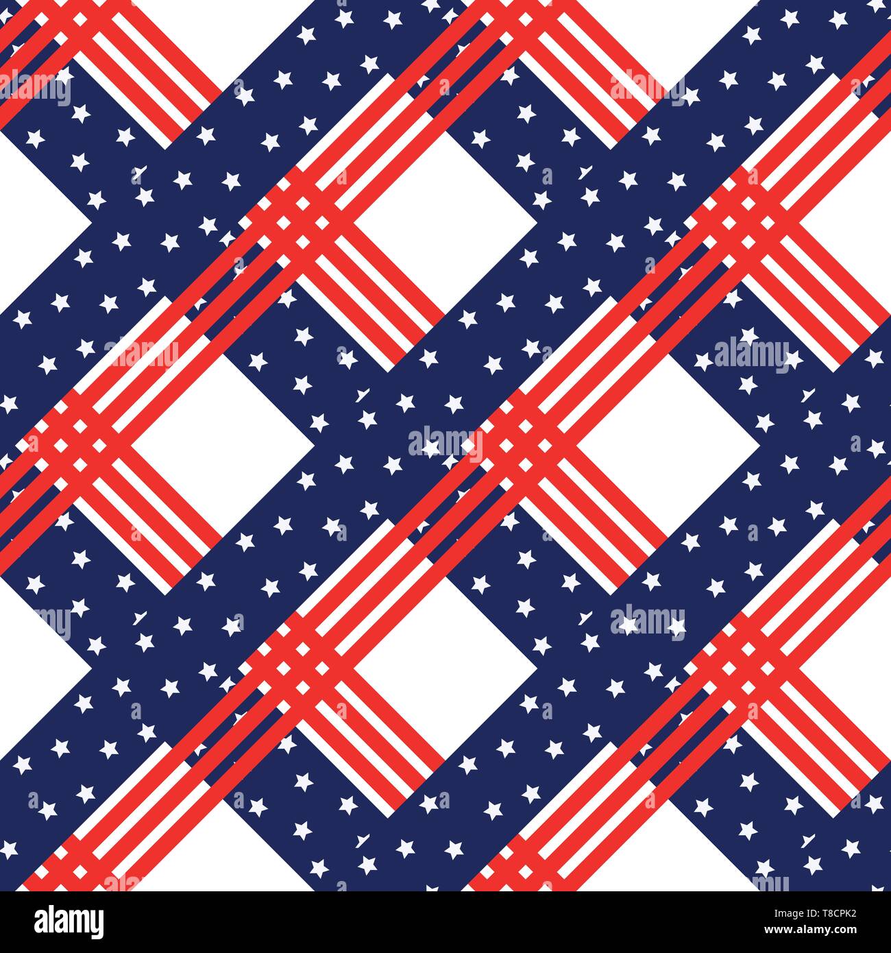American patriotic stars and stripes seamless pattern in bright red ...