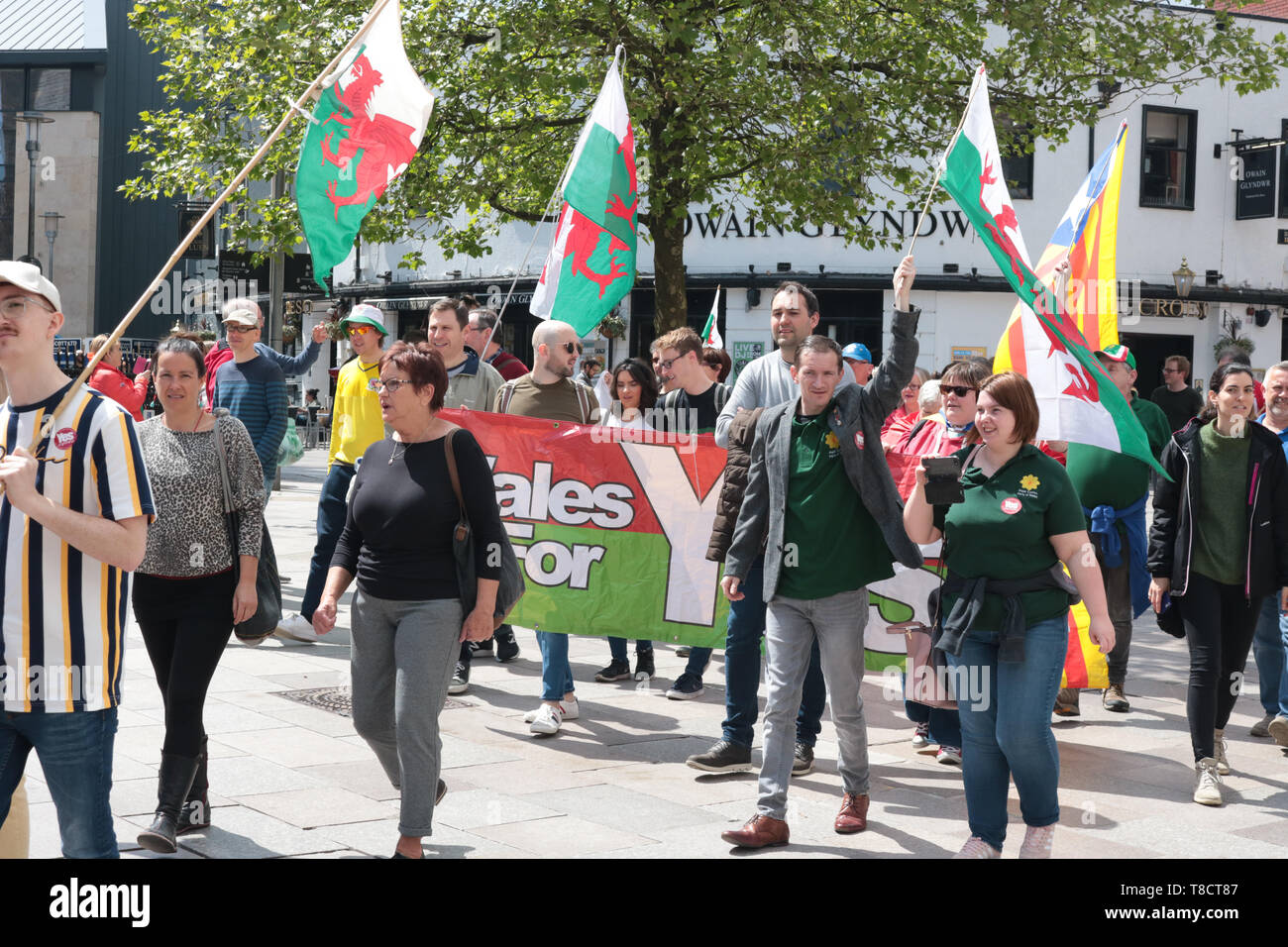 Cardiff, Wales, UK. May 11 2019. Welsh people unite for Plaid Cymru's ...