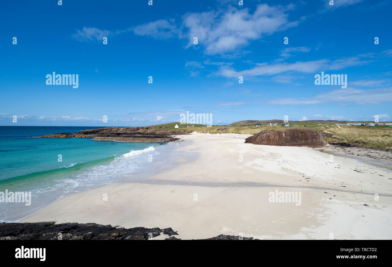Beach at Clachtoll the North Coast 500 scenic driving route in Assynt ...