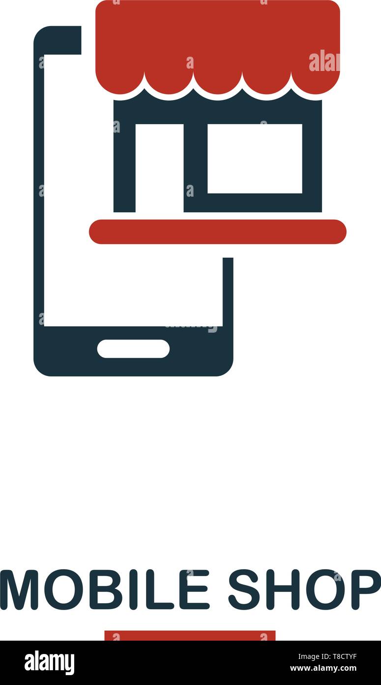 Mobile Shop icon in two colors. Creative black and red design from e ...